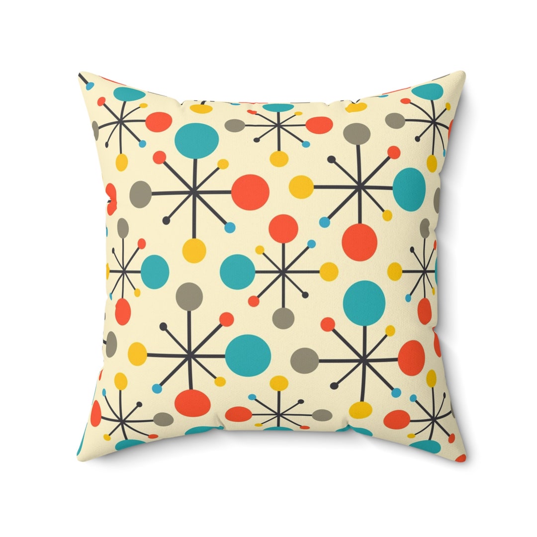 50s Mid Century Modern Atomic Retro Starburst Throw Pillow With Insert ...
