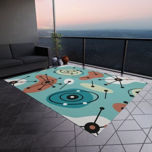 Retro Atomic 50s Indoor-outdoor Rug, Mid Century Modern Patio Carpet ...