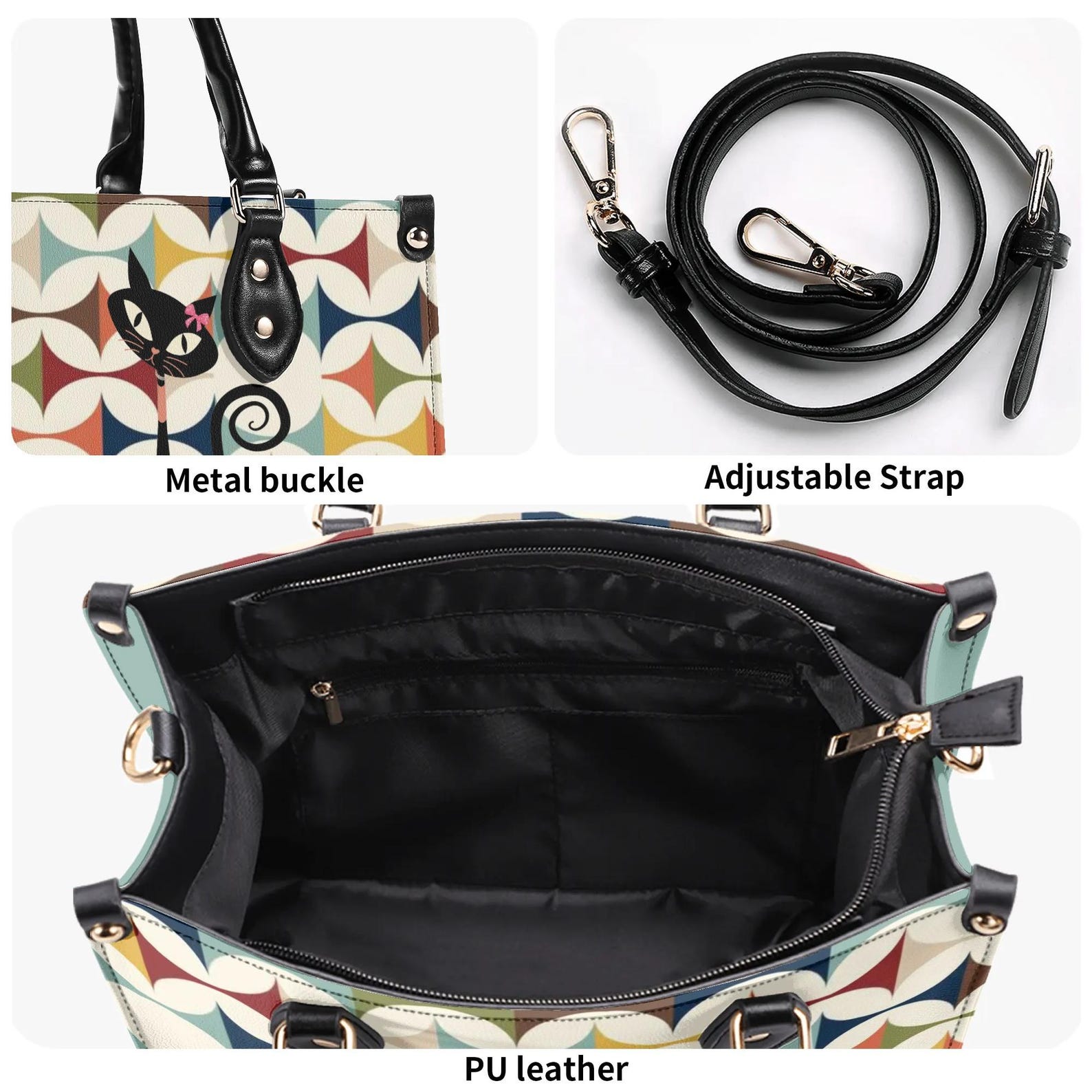 Scandinavian Danish Modern Atomic Cat Satchel Handbag, Mid Century ...