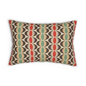 Retro 60s Mid Century Modern Lumbar Pillow, MCM Geometric Ovals ...