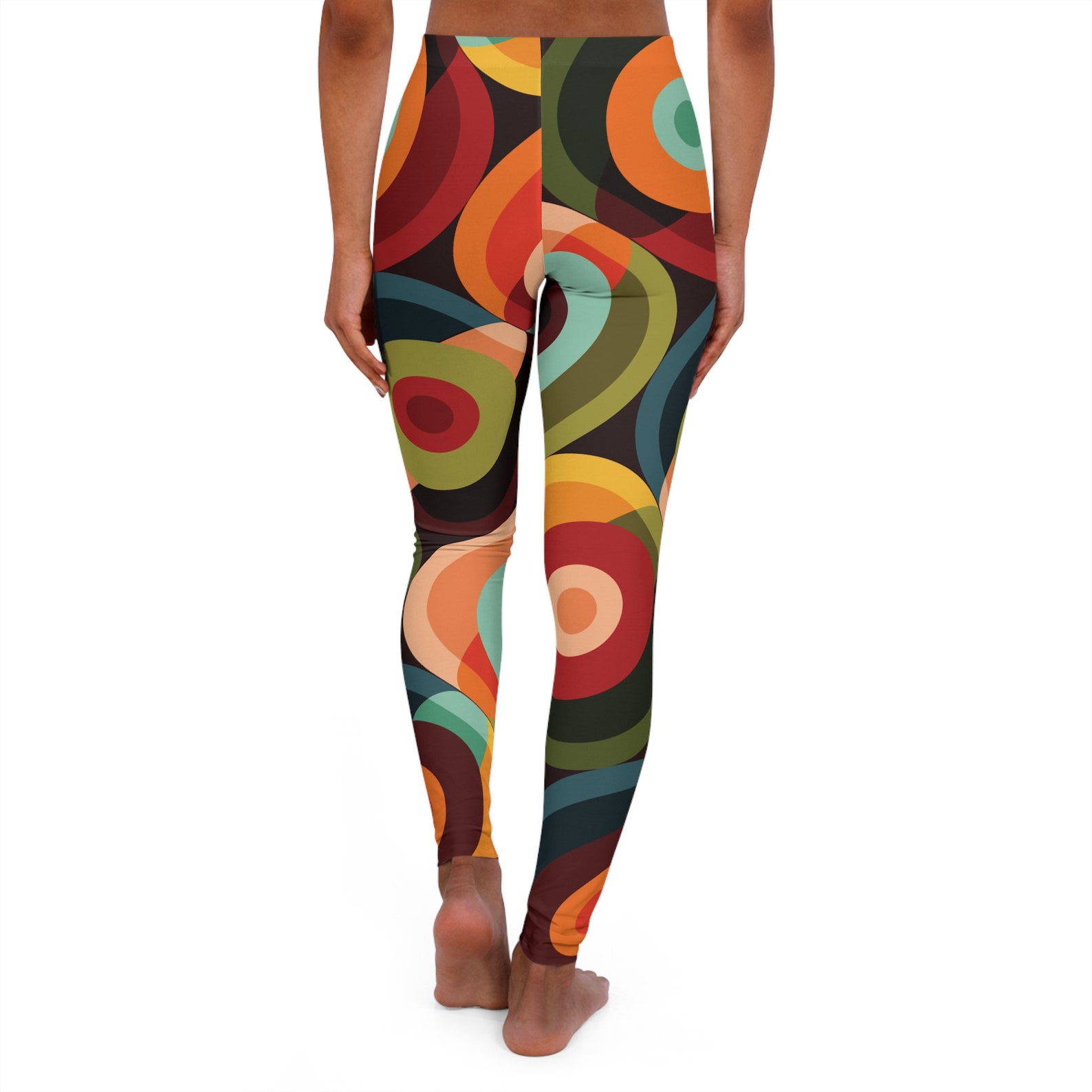 70s Groovy Hippie Psychedelic Orbs Leggings, Mid Century Modern Retro ...