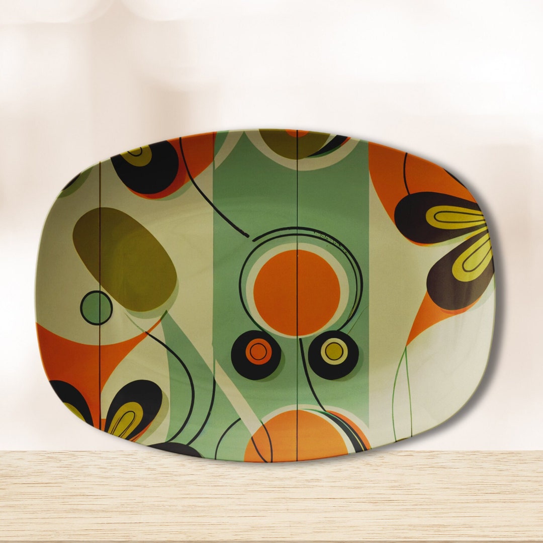Mid Century Modern Retro Serving Platter, Groovy 60s Flower Power ...