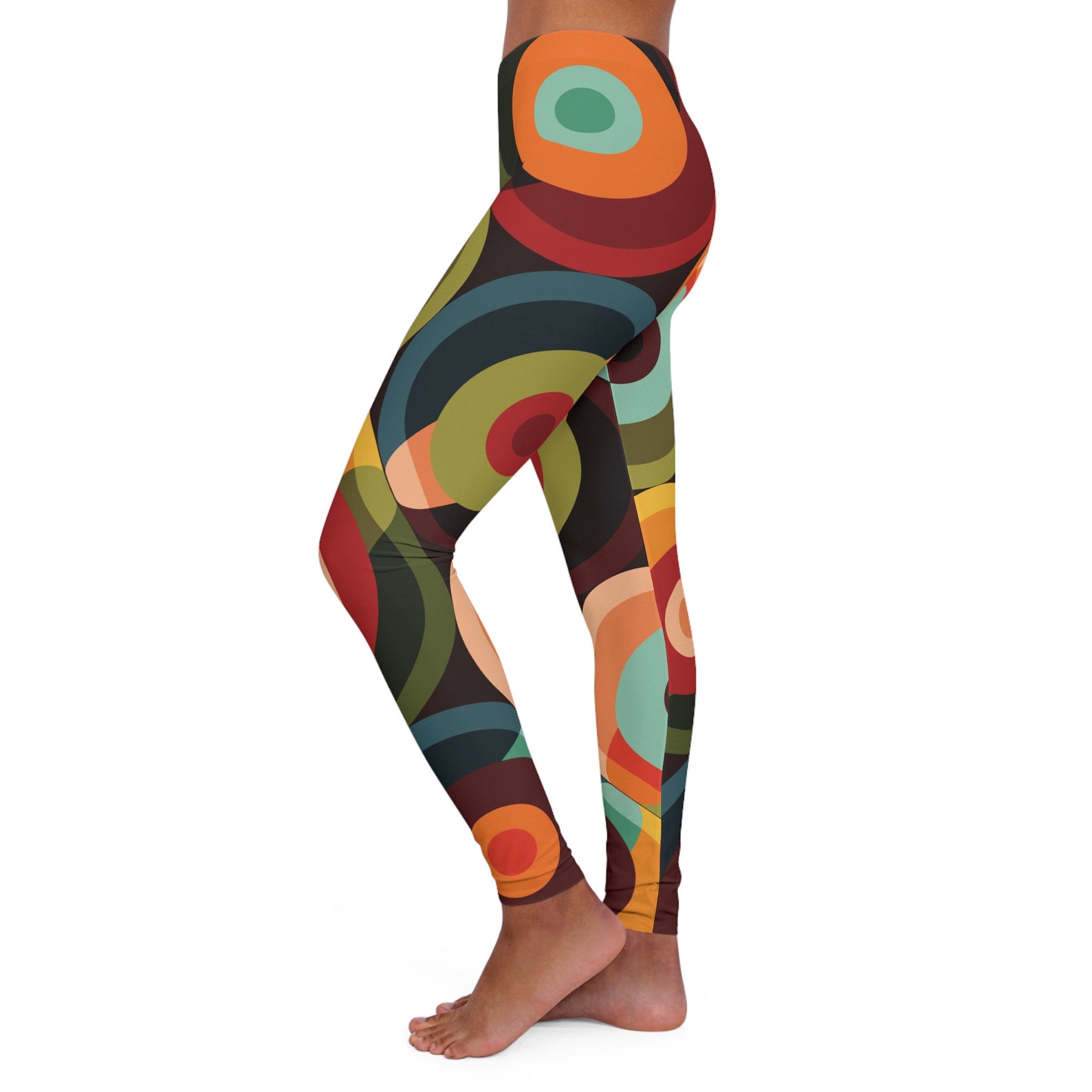 70s Groovy Hippie Psychedelic Orbs Leggings, Mid Century Modern Retro ...