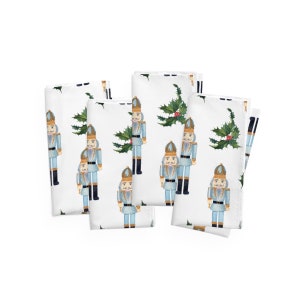 Blue Nutcracker Christmas Napkins, Set of 4 Cloth Napkins, Holiday ...