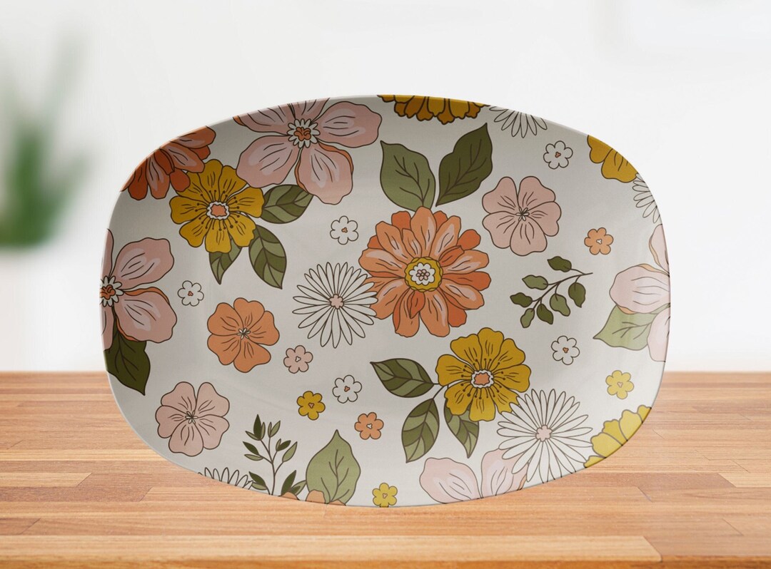 Retro Groovy Mid Century Modern Flower Power Serving Platter, Modern ...