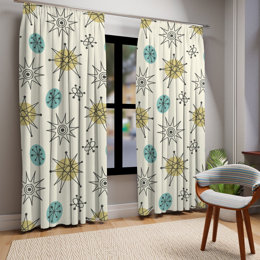 Classic Franciscan Starburst Blackout Window Curtains, Mid Century ...
