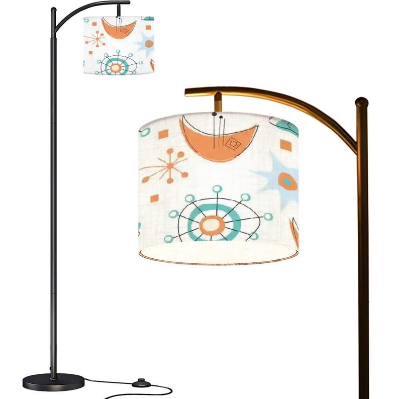 Mid Century Modern Arc Floor Lamp, Atomic Boomerang Starburst Shade ...