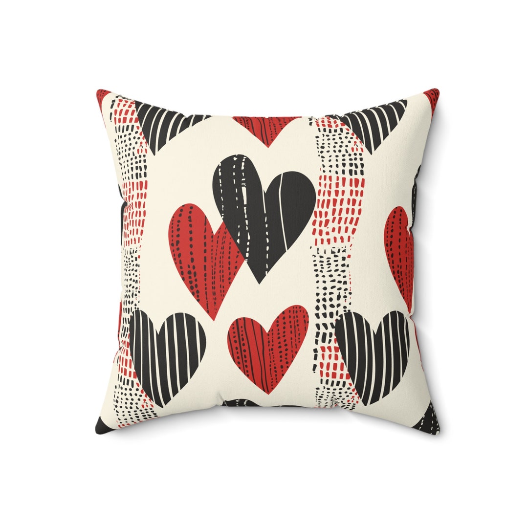 Mid Century Modern Retro Love Heart Throw Pillow - Etsy