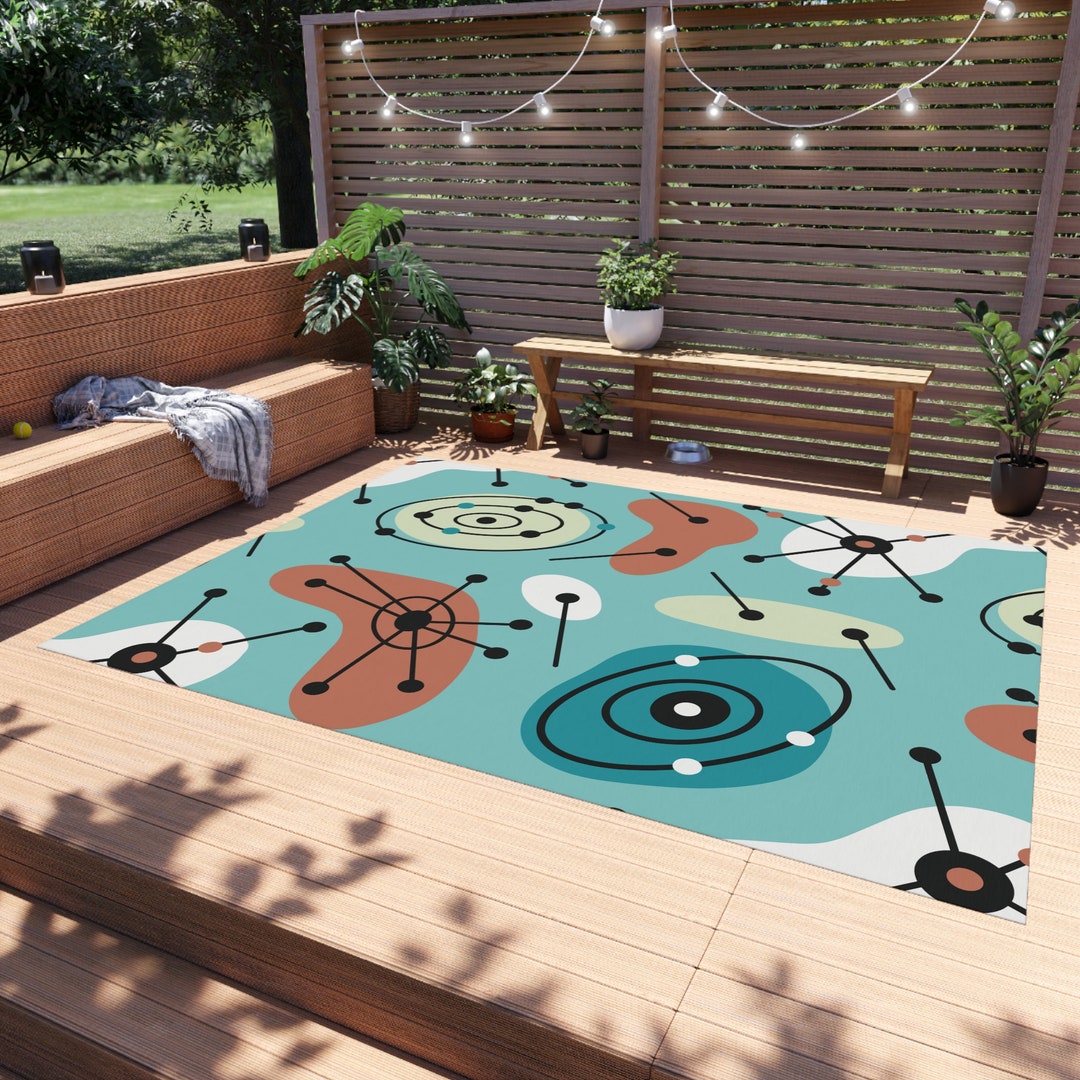 Retro Atomic 50s Indoor-outdoor Rug, Mid Century Modern Patio Carpet ...