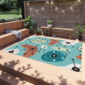 Retro Atomic 50s Indoor-outdoor Rug, Mid Century Modern Patio Carpet ...