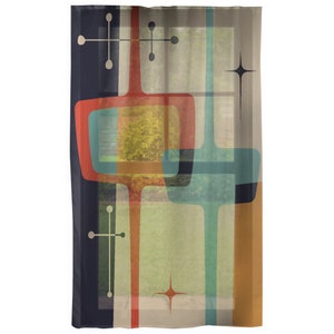 Window Curtain in Mid Century Modern Atomic Starburst, Retro Home Decor ...