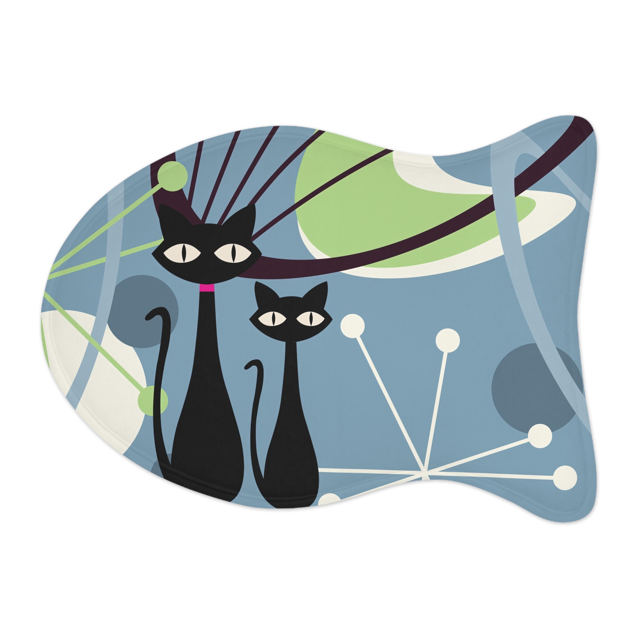Atomic Cat Mid Century Modern Fish Shaped Pet Feeding Mats, Retro ...