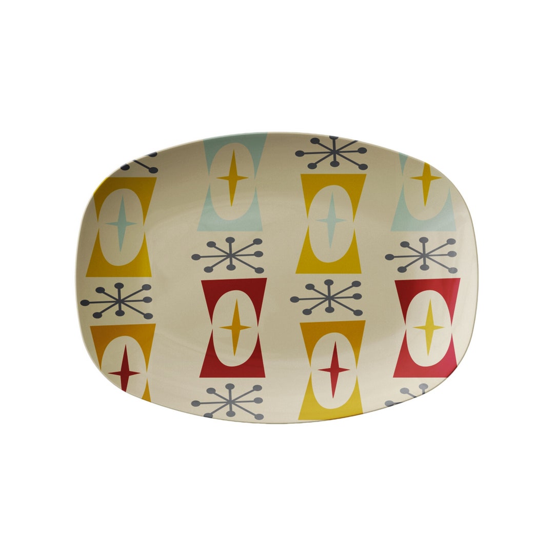 Serving Platter in Mid Century Modern Geometric Retro Print, Custom ...