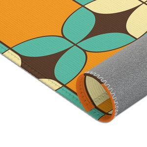 Retro Groovy 50s Mid Mod Aesthetic Area Rug, Mid Century Modern Orange ...