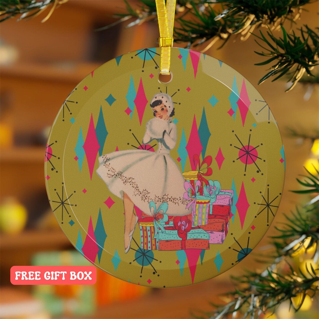 Mid Century Modern Kitsch Christmas Girl Ornament Retro 50s Holiday ...