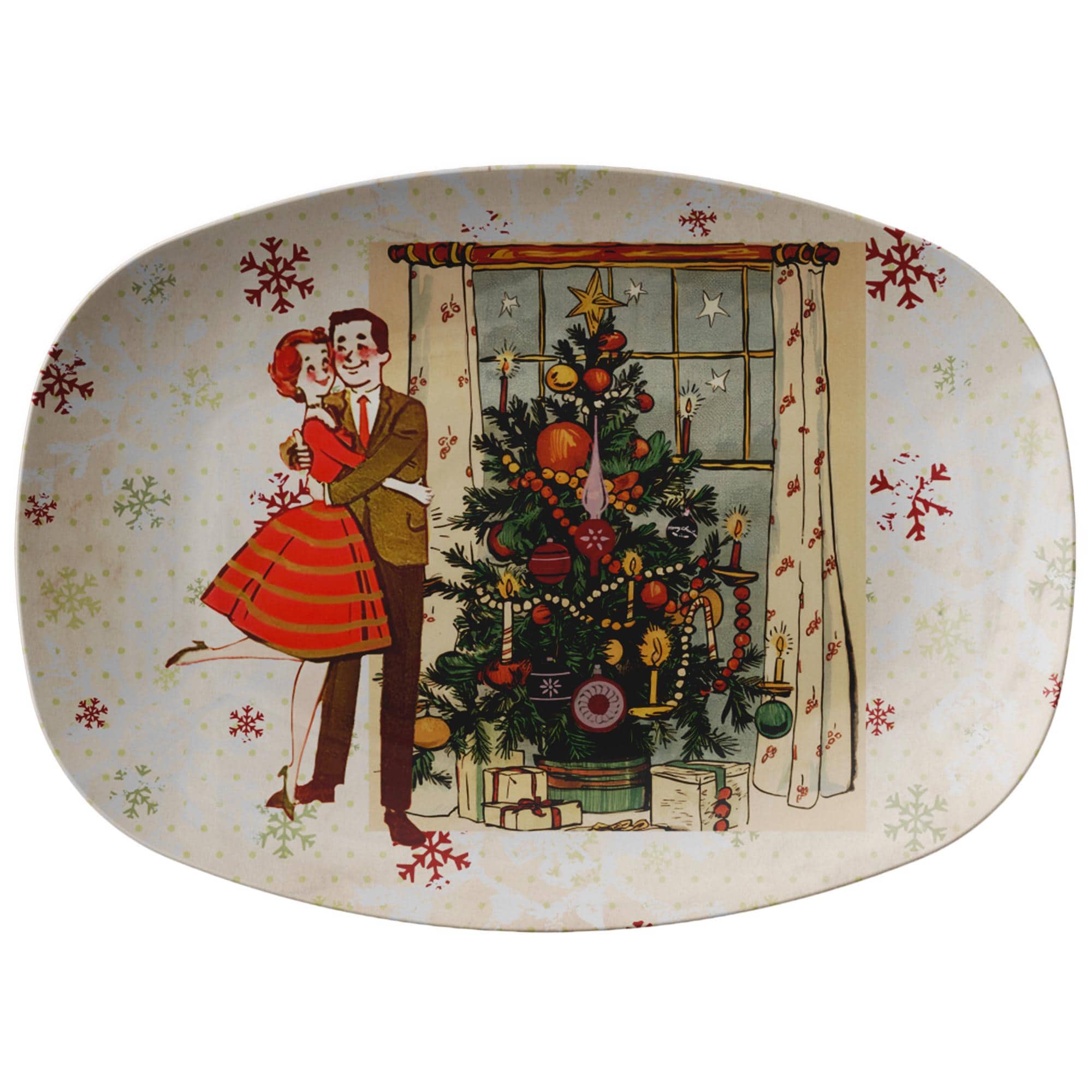 Retro 50s Holiday Platter, Mid Century Modern Christmas Couple Serving ...