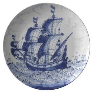 Dutch Delft Blue Whaling Ship Dinner Plates, Nautical Dinnerware ...