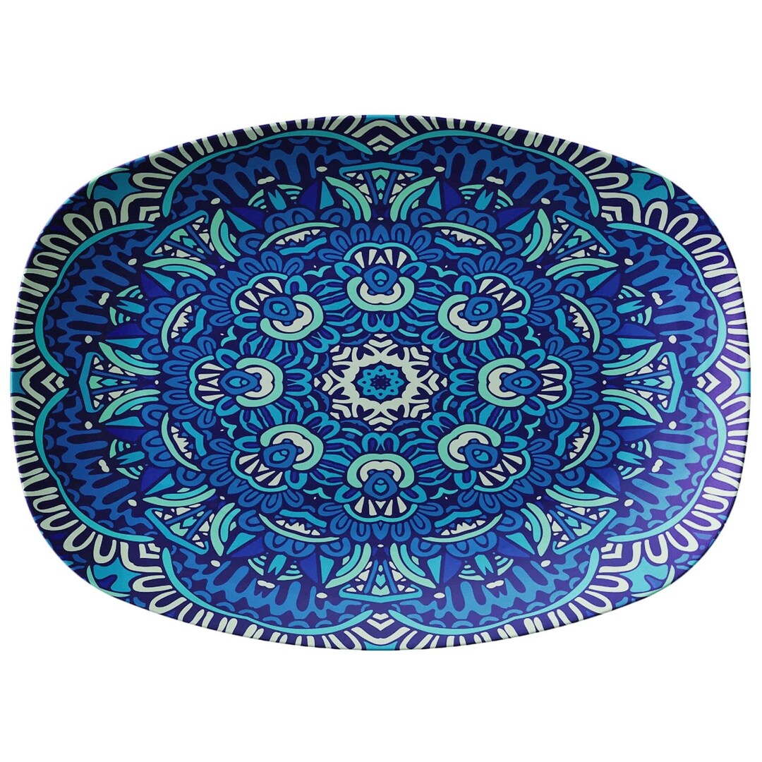 Mandala Dinnerware Serving Platter, Floral Serving Dish, Serving Trays ...