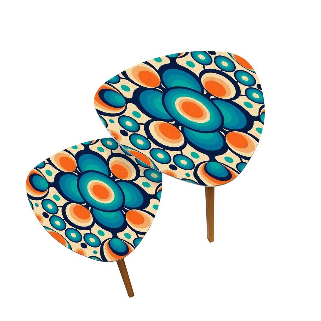 70s Retro Flower Power Coffee Table Set, Mid Century Modern Orbs ...