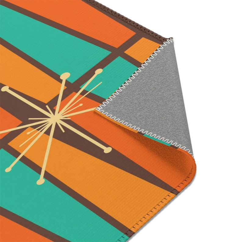 1950s Mid Century Modern Atomic Area Rug Retro Vintage Burnt - Etsy