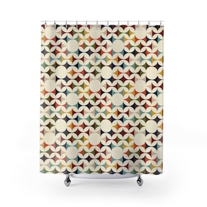 Mid Century Modern Shower Curtain, 50s MCM Retro Chic Bathroom Decor ...