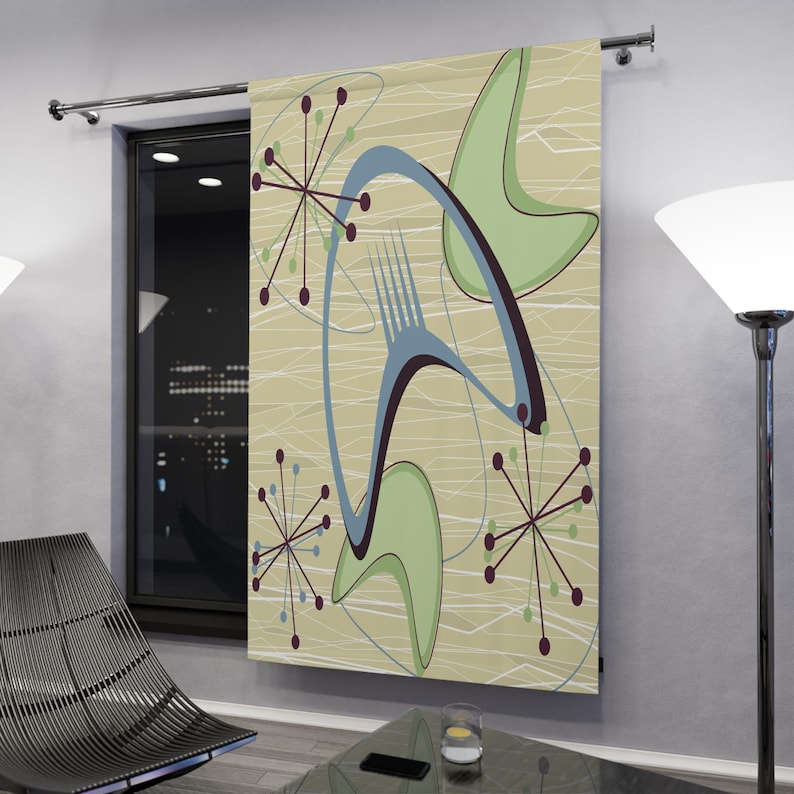 Mid Century Modern Boomerang Atomic Starburst Blackout Window Curtains ...