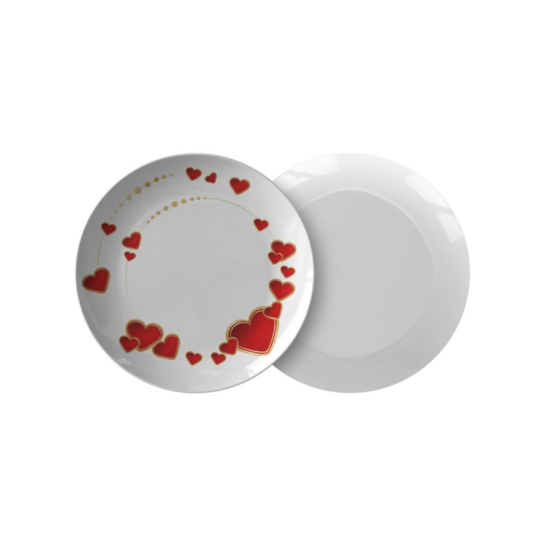 Red Hearts Valentine Dinner Plate, Custom Designed Gold and Red Heart ...