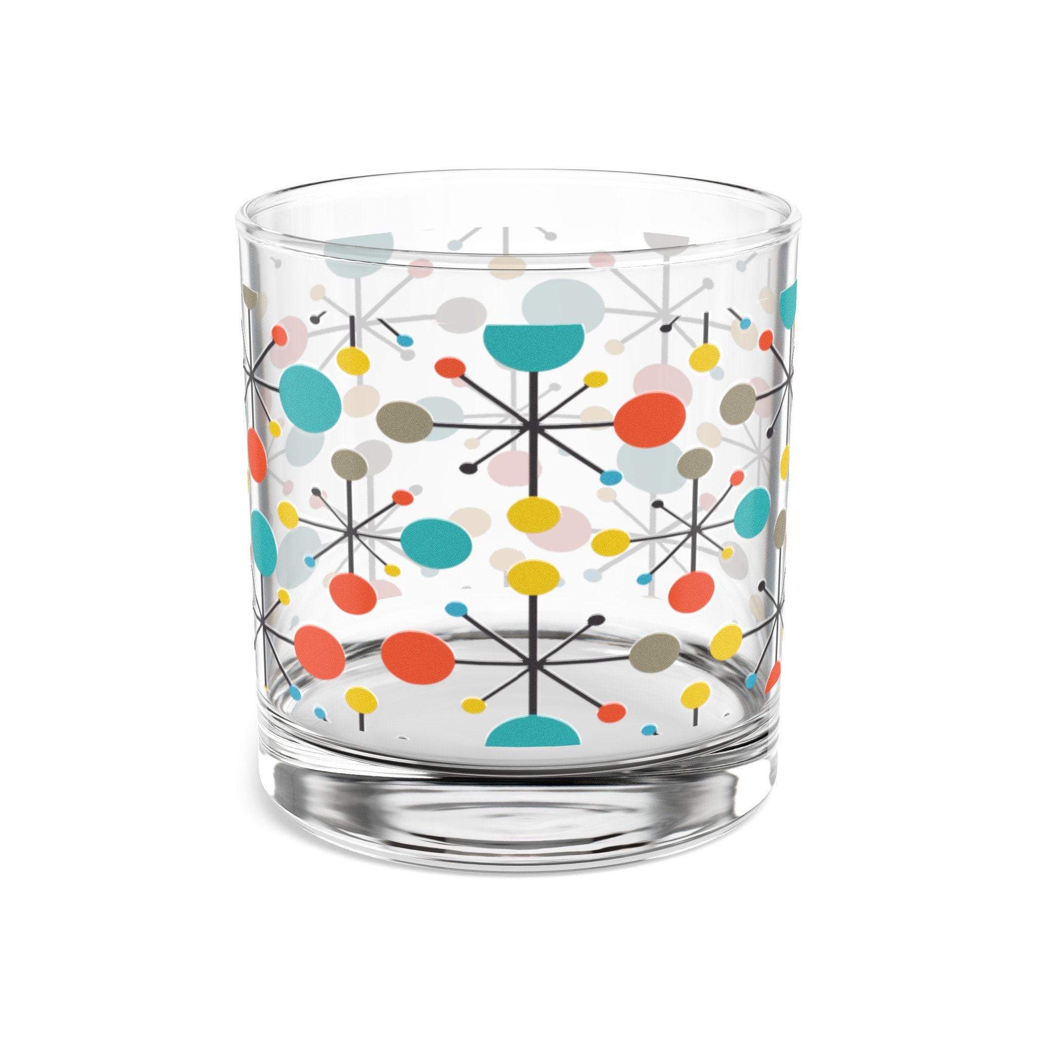 Retro Atomic Starburst Whiskey Glass, Mid Century Modern Old Fashioned ...