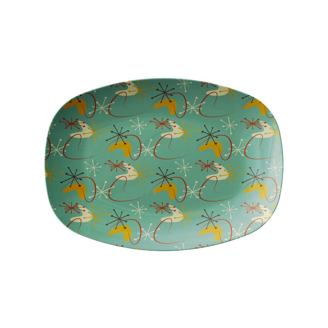 Serving Platter in Mid Century Modern Boomerang Print, Custom Designed ...