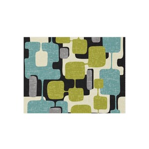Retro Mid Century Modern Indoor - Outdoor Area Rug, MCM Teal, Lime ...
