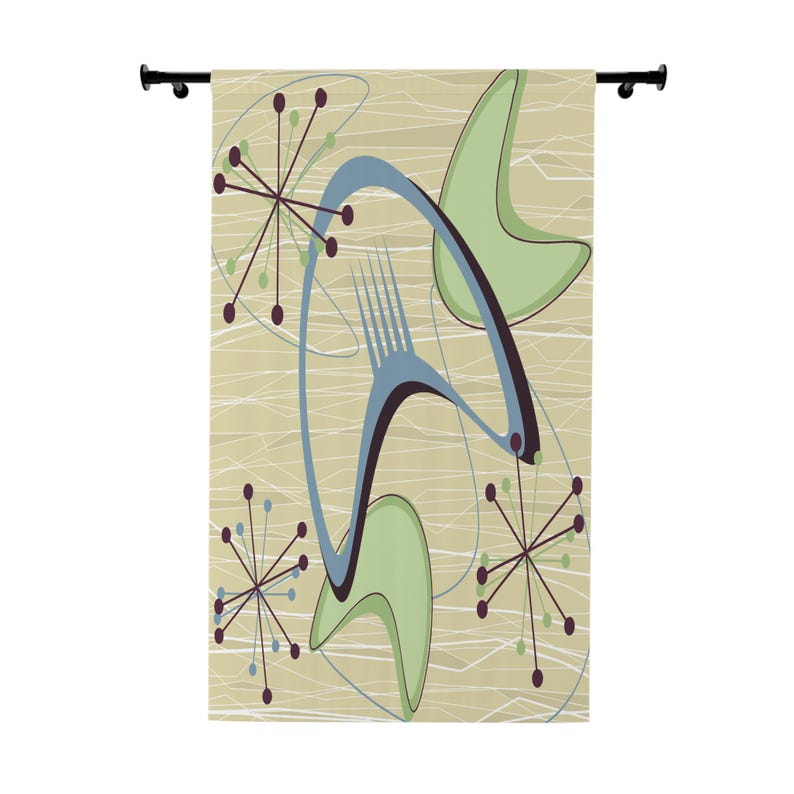 Mid Century Modern Boomerang Atomic Starburst Blackout Window Curtains ...