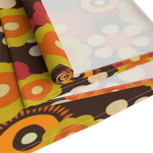 1970s Mid Century Modern Boho Floral Table Runner, Retro Table Runner ...