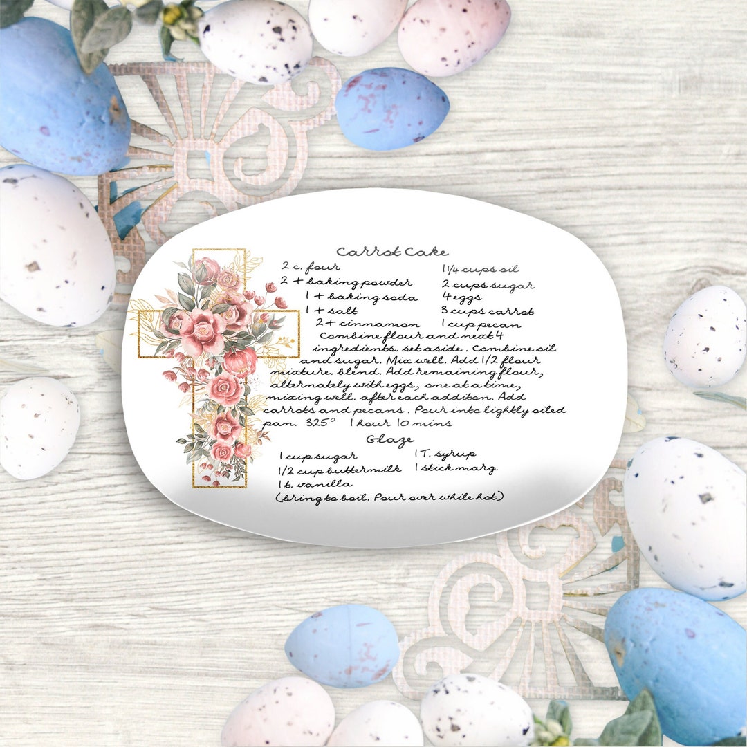 Easter Cross Handwritten Recipe Platter, Personalized Easter Gift ...