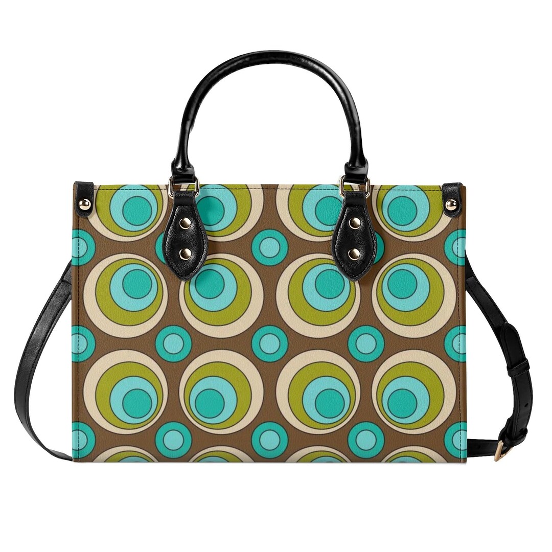 Mid Century Modern Retro Groovy Orbs Satchel, Groovy Hippie Floral ...