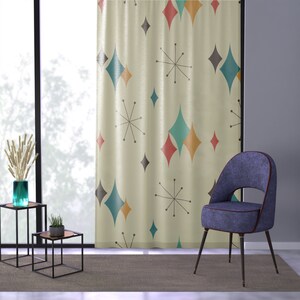 Mid Century Modern Franciscan Starburst Window Curtains, Atomic Age ...