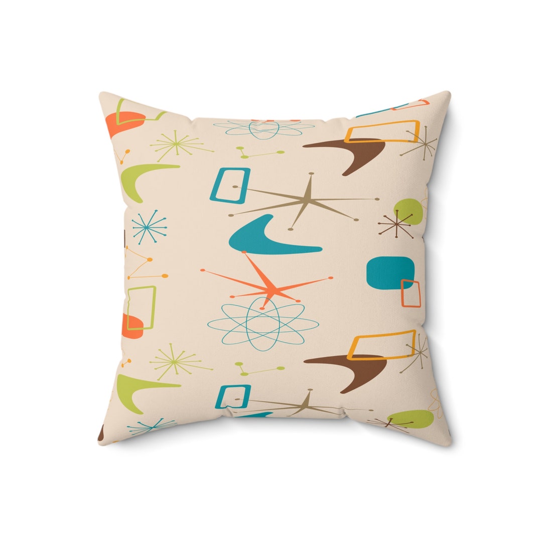 50s Mid Century Modern Boomerang Starburst Throw Pillow With Insert ...