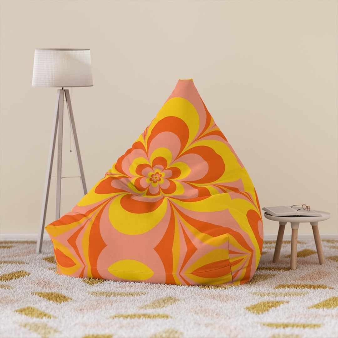 Groovy Funky Retro Bean Bag Chair Cover, Mid Century Modern Decor ...
