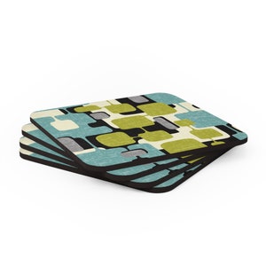 Mid Century Modern Corkwood Coasters, Set of 4, MCM 60s Geometric ...