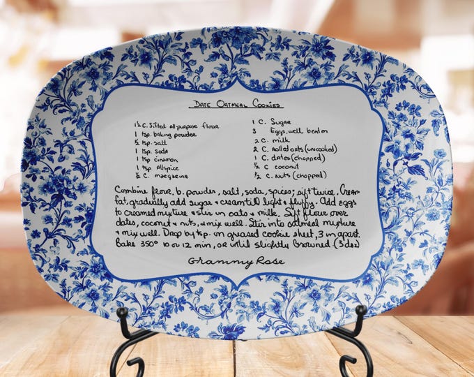 Personalized Recipe Plate, COMES WITH STAND, Handwritten Recipe ...