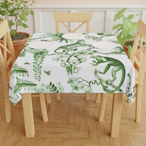 Chinoiserie Botanical Toile Tablecloth Floral Green White - Etsy