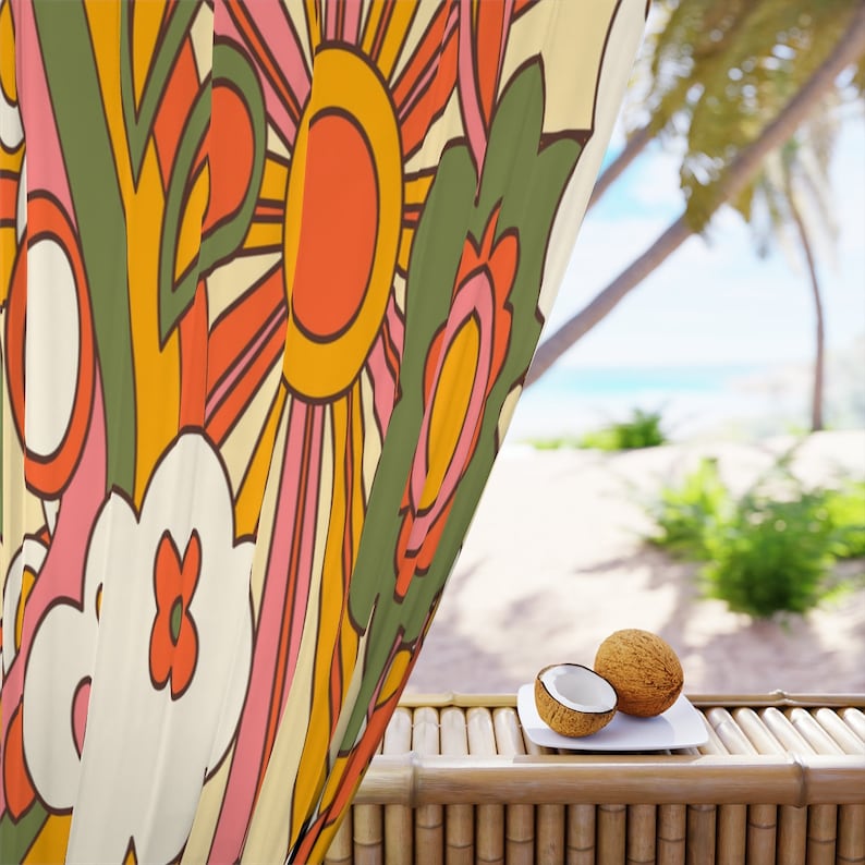 Window Curtains in Mid Century Modern Retro Groovy Hippie 70s - Etsy