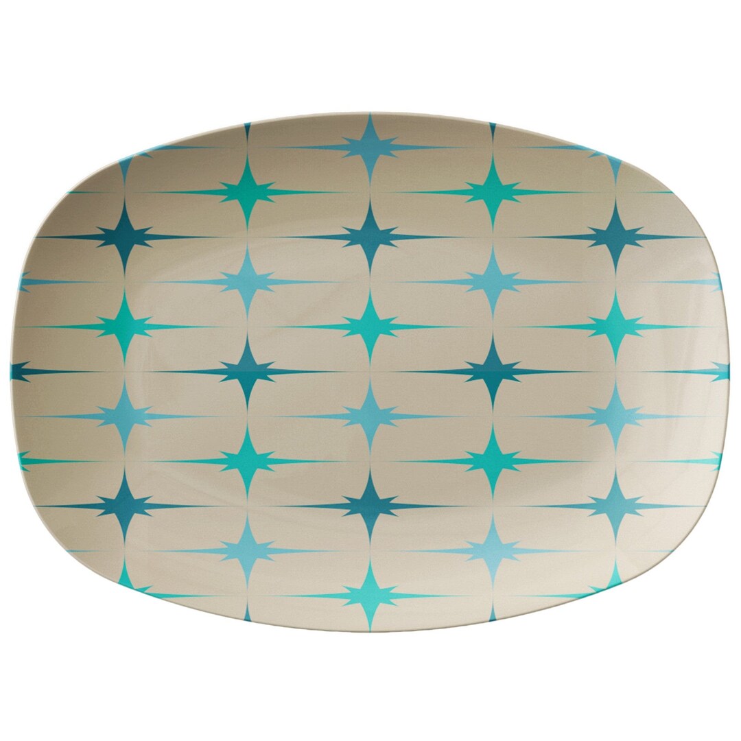 Mid Mod Atomic Starburst Platter, 50s Vintage Mid Century Modern Beige ...