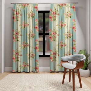 Floral Shabby Chic Window Curtains, Farmhouse Country Cottage Window ...