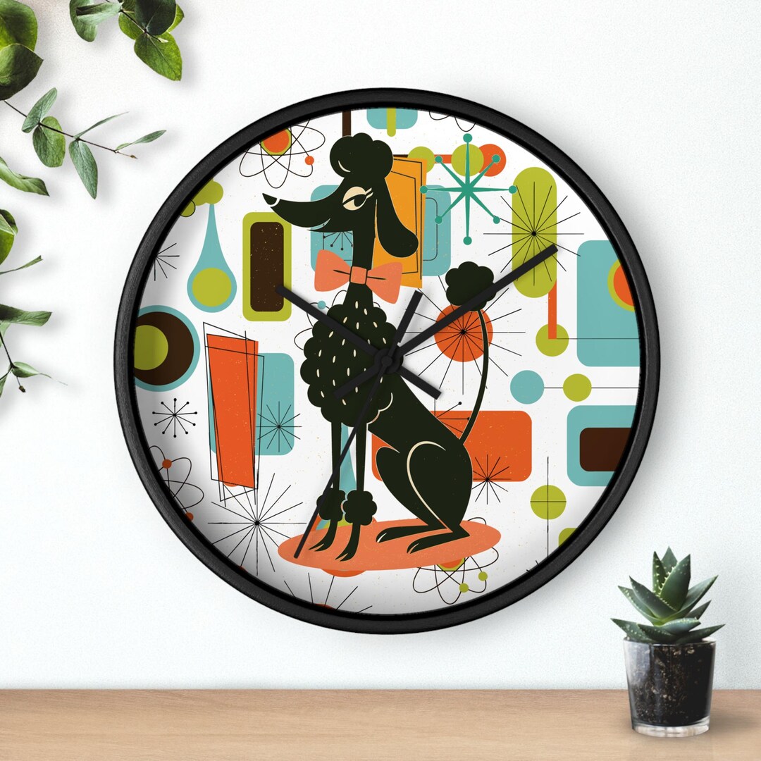 Kitschy Cute Poodle, Retro 50s Atomic Starburst Clock - Etsy