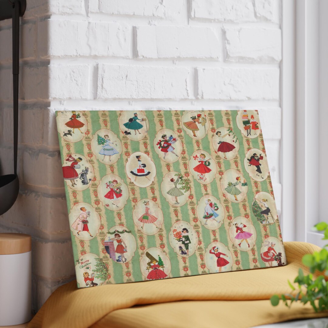 Retro Vintage 1950s Kistch Christmas Glass Cutting Board Kate Mcenroe ...