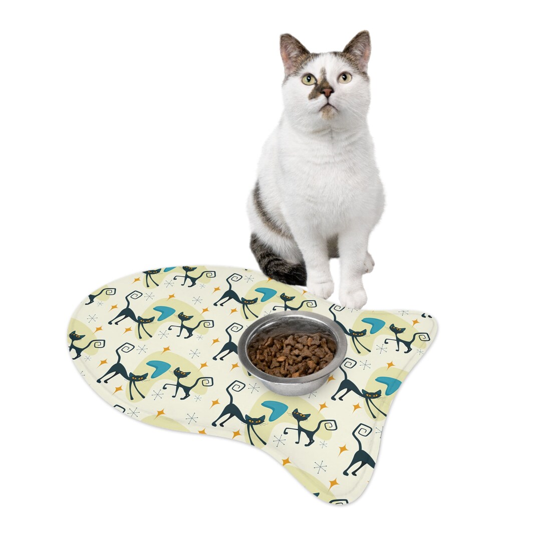 Atomic Kitschy Cat Fish Shaped Pet Feeding Mats, Retro Boomerang ...