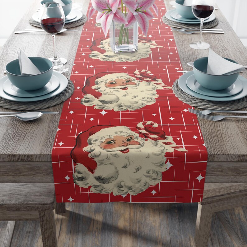 Retro Vintage 1950s Santa Claus Christmas Table Runner - Etsy