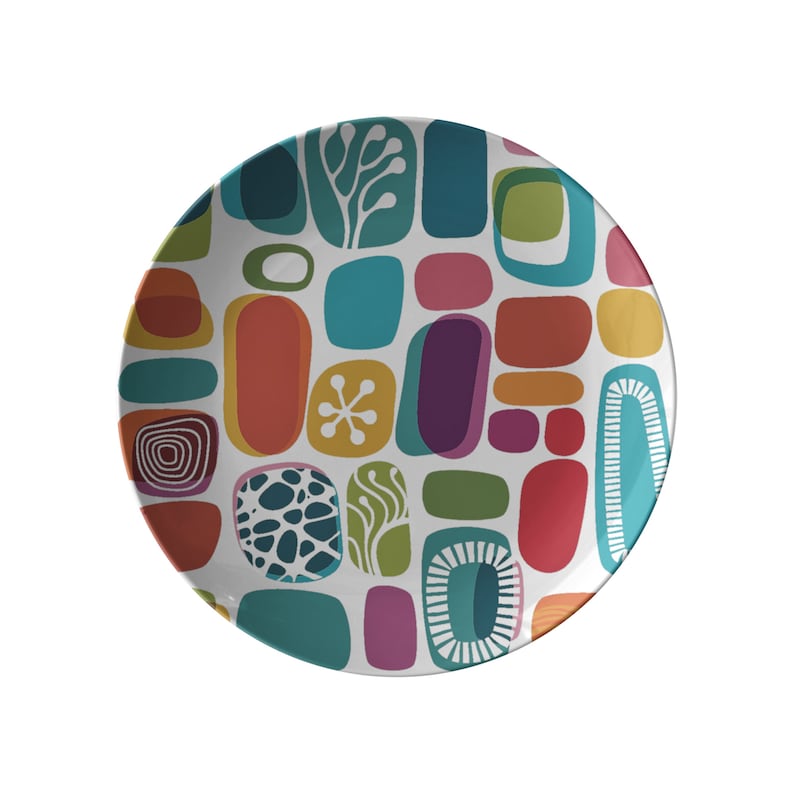 1950s Retro Mid Century Modern Geometric Groovy Dinner Plates ...