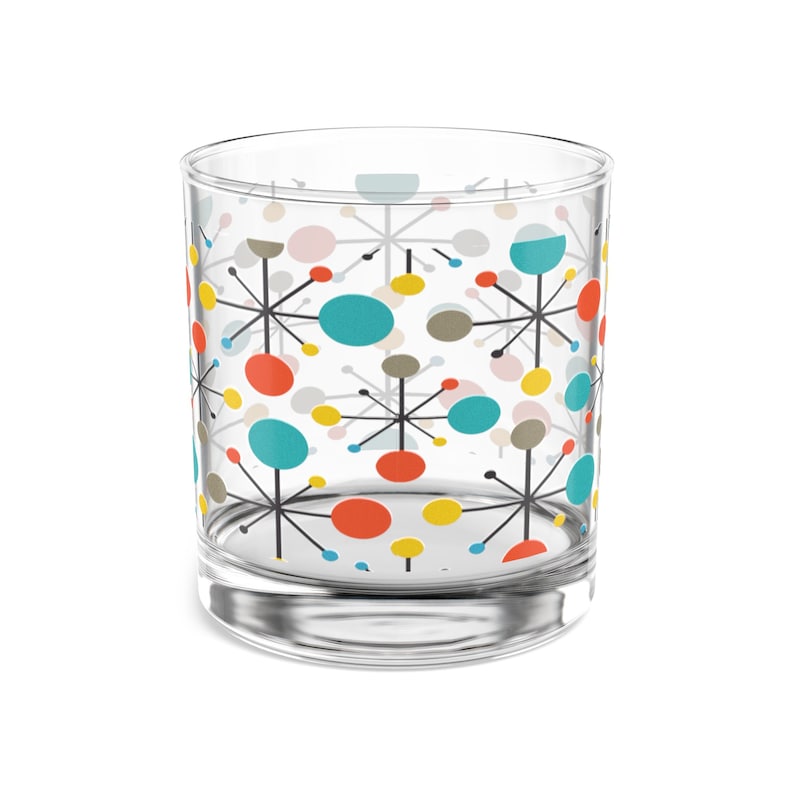 Retro Atomic Starburst Whiskey Glass, Mid Century Modern Old Fashioned ...
