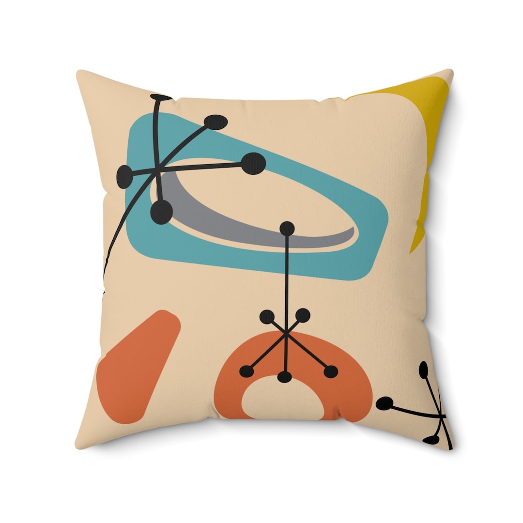 Mid Century Modern Retro Atomic Starburst Pillow With Insert, Beige ...